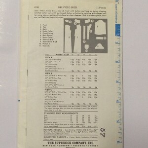 Vintage Semi Fitted One Piece Dress Pattern, A Line, Butterick 4156 ...