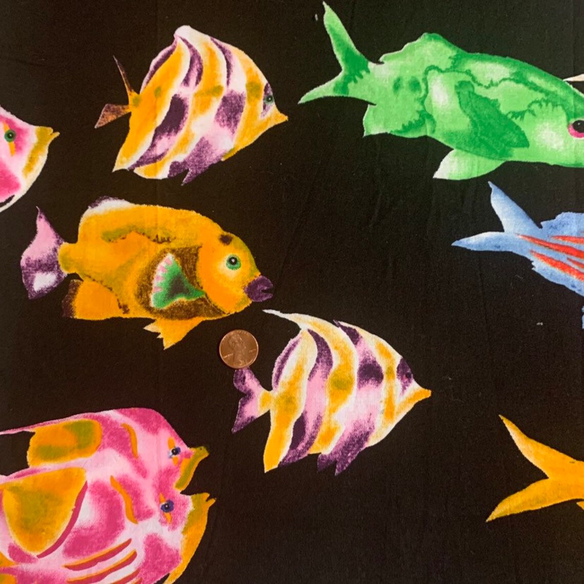 Colorful Fish Cotton Fabric Ocean Tropical Beach Shamash | Etsy