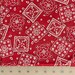 Red Paisley Bandana Cotton Fabric, Country Western, Glitter, Cowboy ...