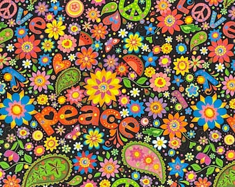 Peace Sign Cotton Fabric. - Etsy