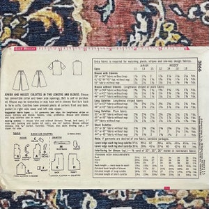 Vintage Blouse and Culottes Pants Pattern, Simplicity 3866, UNCUT - Etsy