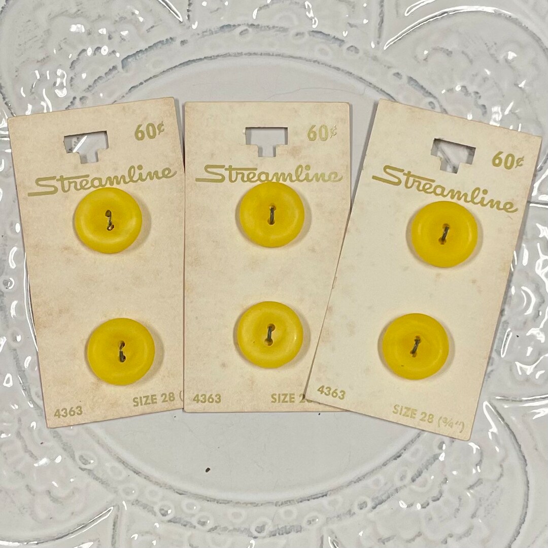 Vintage Yellow Buttons on Original Card, Streamline - Etsy