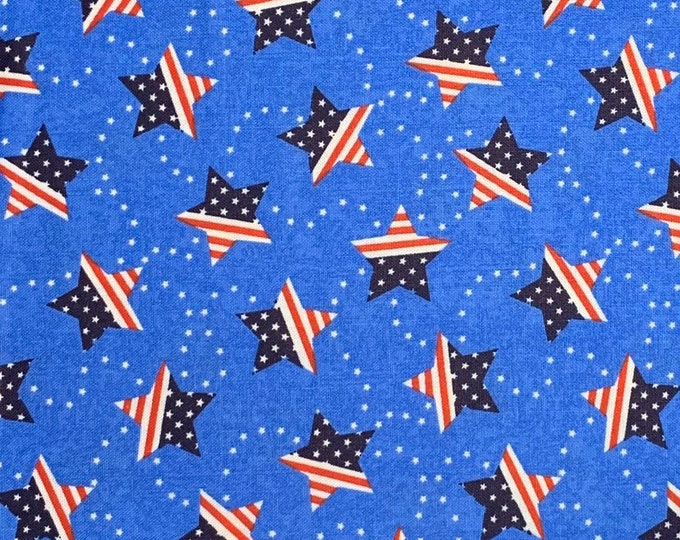 100% Cotton Blue and White Star Fabric by the Yard, Lucky Stars - Etsy
