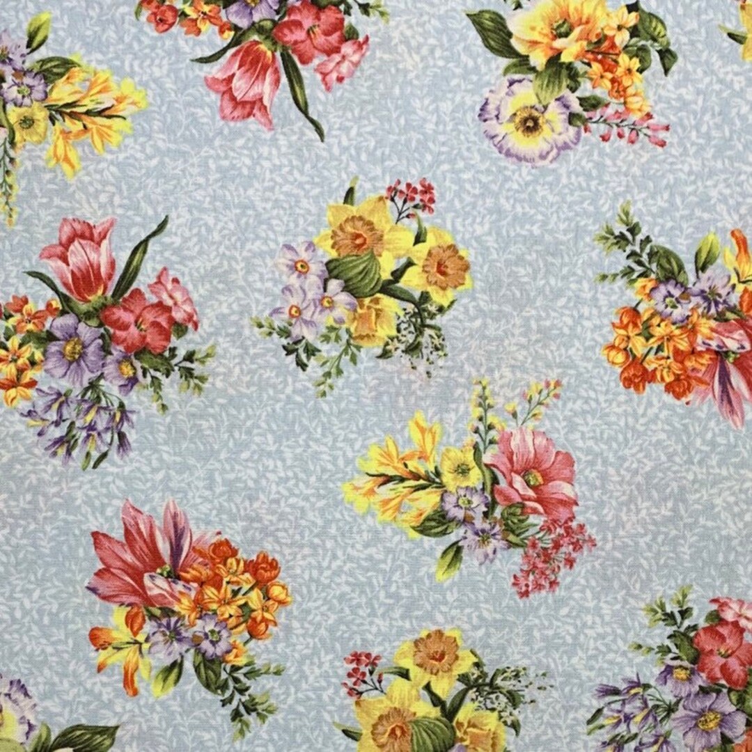 100% Cotton Wildflowers Floral Fabric, Pastel, Wildflower Garden, Fabri ...