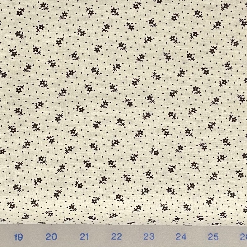 100% Cotton Beige Calico Fabric Small Print Floral 1800s - Etsy