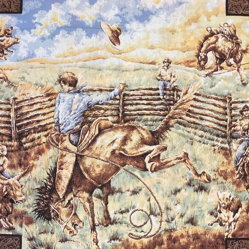 Cowboy Cotton Wall Panel Fabric Rodeo Ranch - Etsy