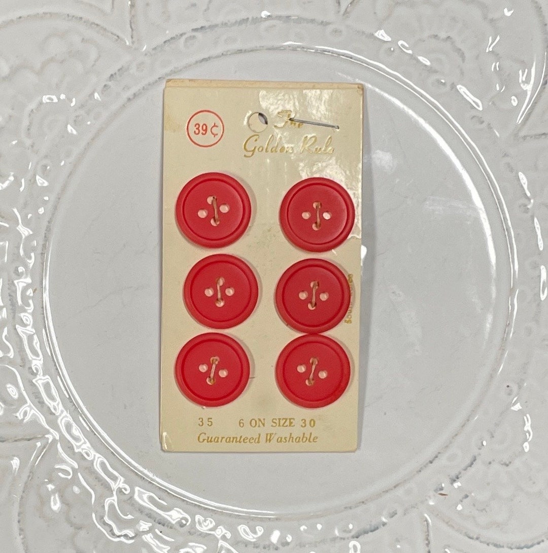 Vintage Red Buttons on Two Original Cards, the Golden Rule - Etsy