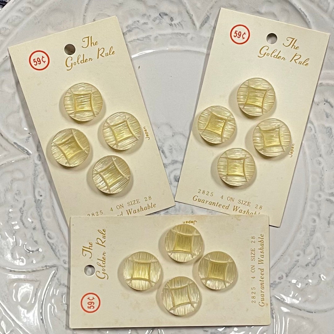 Vintage Pale Yellow Buttons on Original Card, National Button Company ...