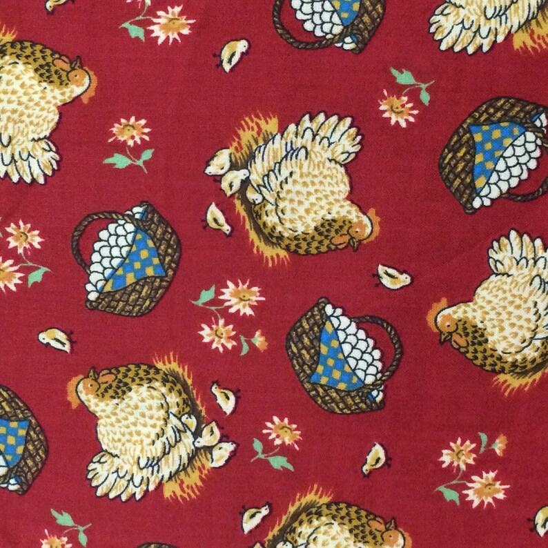100% Cotton Chicken Fabric by the Yard Rooster Cafe - Etsy