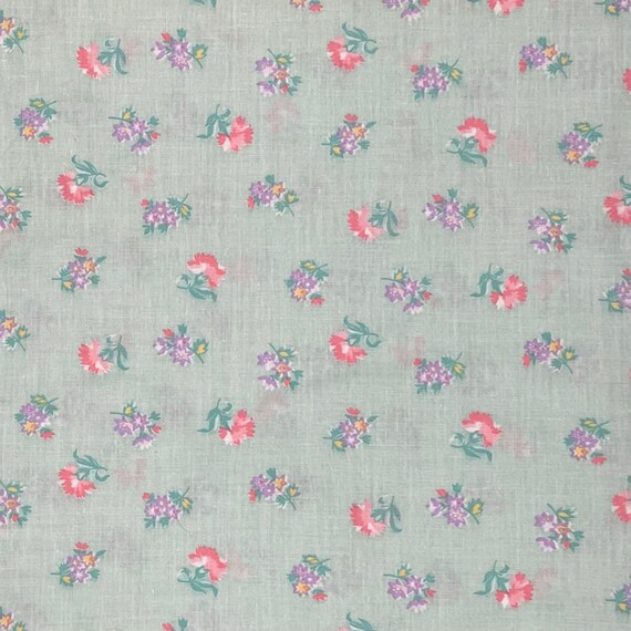 Fabric Craft Supplies & Tools Floral Mint Green Calico Fabric By The ...