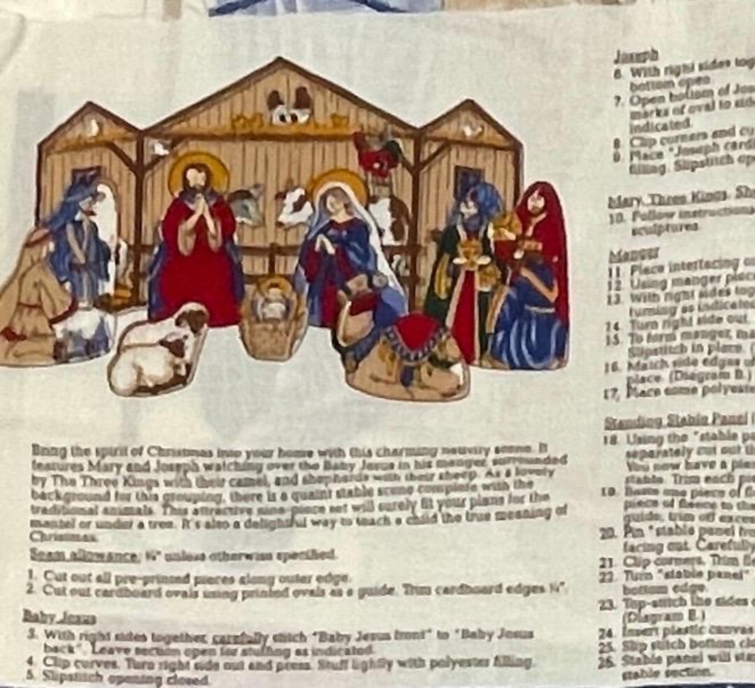 100% Cotton Nativity Scene Christmas Fabric Cut Out Panel, Cranston ...