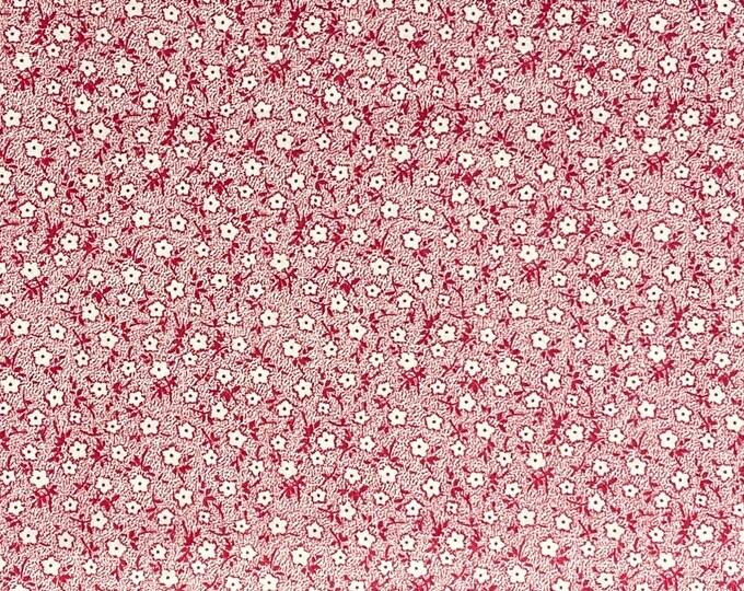 Red and White Calico Cotton Fabric, Quilters Calico, Floral, Small ...