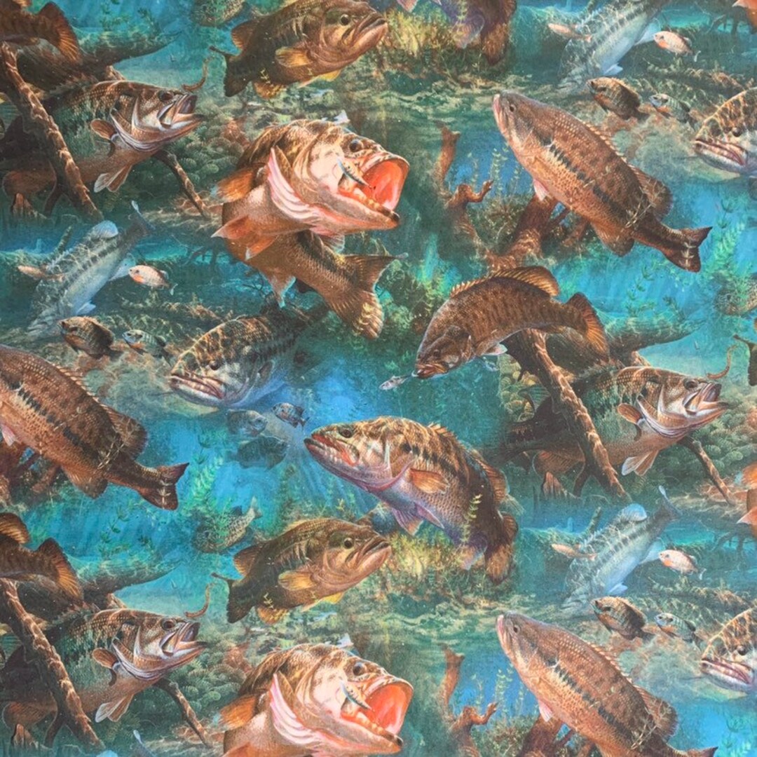 100% Cotton Fish Fabric, Digital Print - Etsy