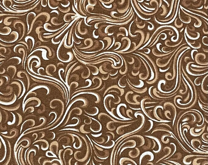 100% Cotton Brown Calico Fabric by the Yard, Swirl - Etsy