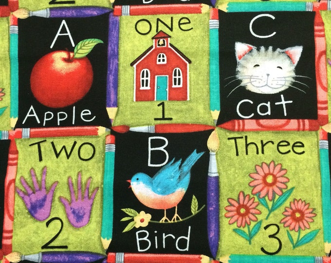 ABC and 123 School Days Cotton Fabric, Teacher, Day Care - Etsy