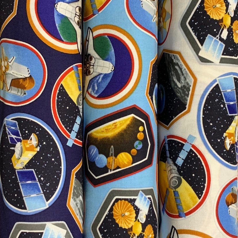 100% Cotton Rocket And Space Shuttle Fabric Science Space | Etsy