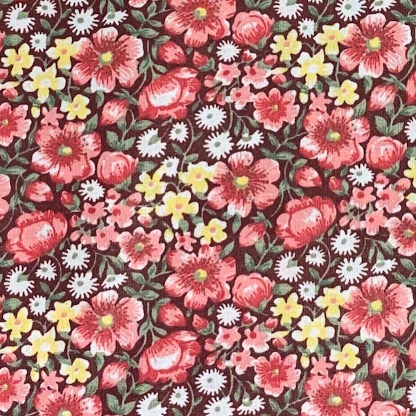 Burgundy Calico Fabric - Etsy