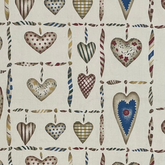 Folk Heart Patch Cotton Fabric Daisy Kingdom | Etsy