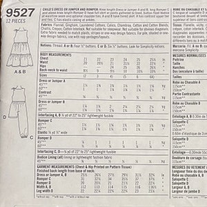 Girls Dress, Jumper and Jumpsuit Pattern, Simplicity 9527, UNCUT - Etsy