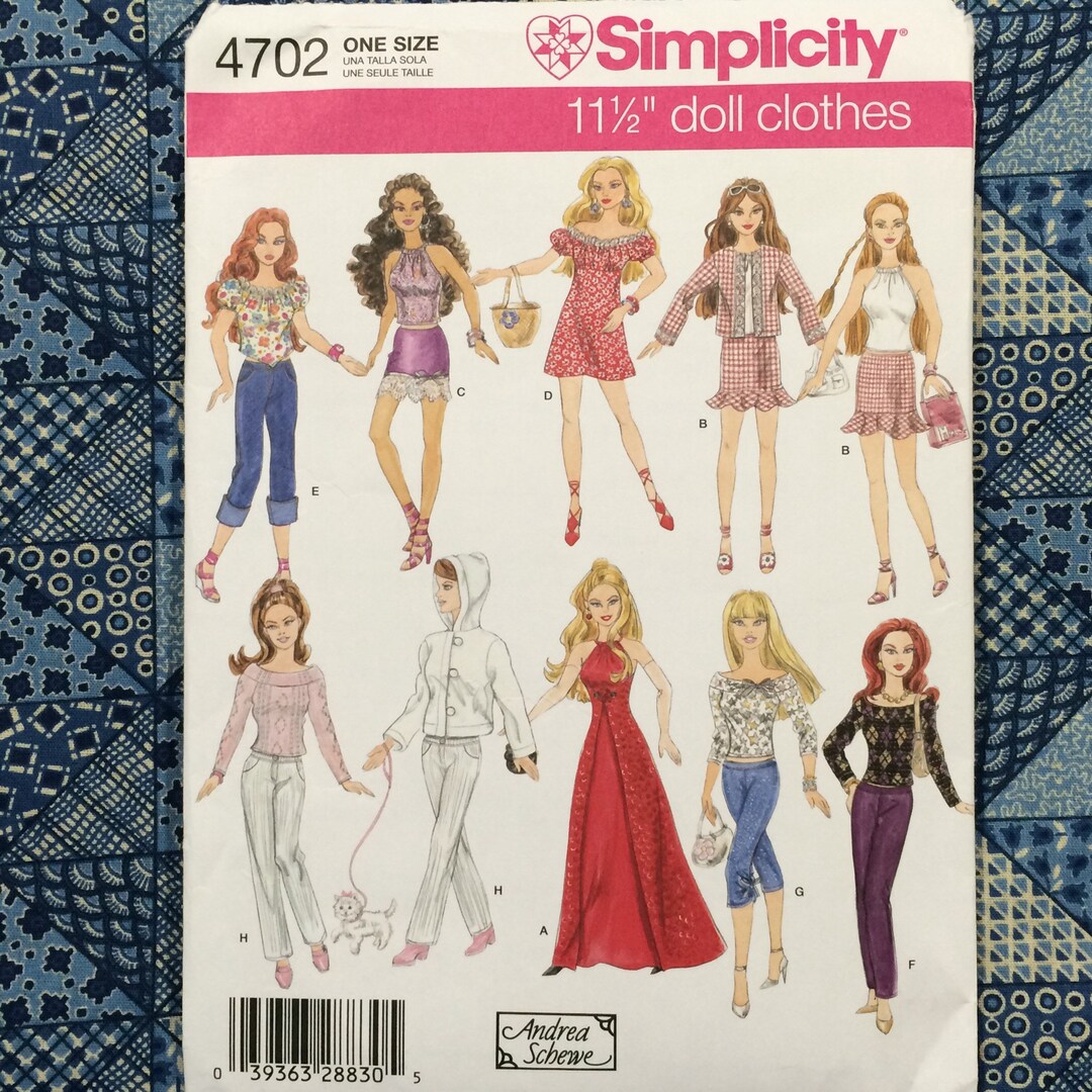 Barbie Doll Clothes Pattern, Simplicity 4702, UNCUT - Etsy