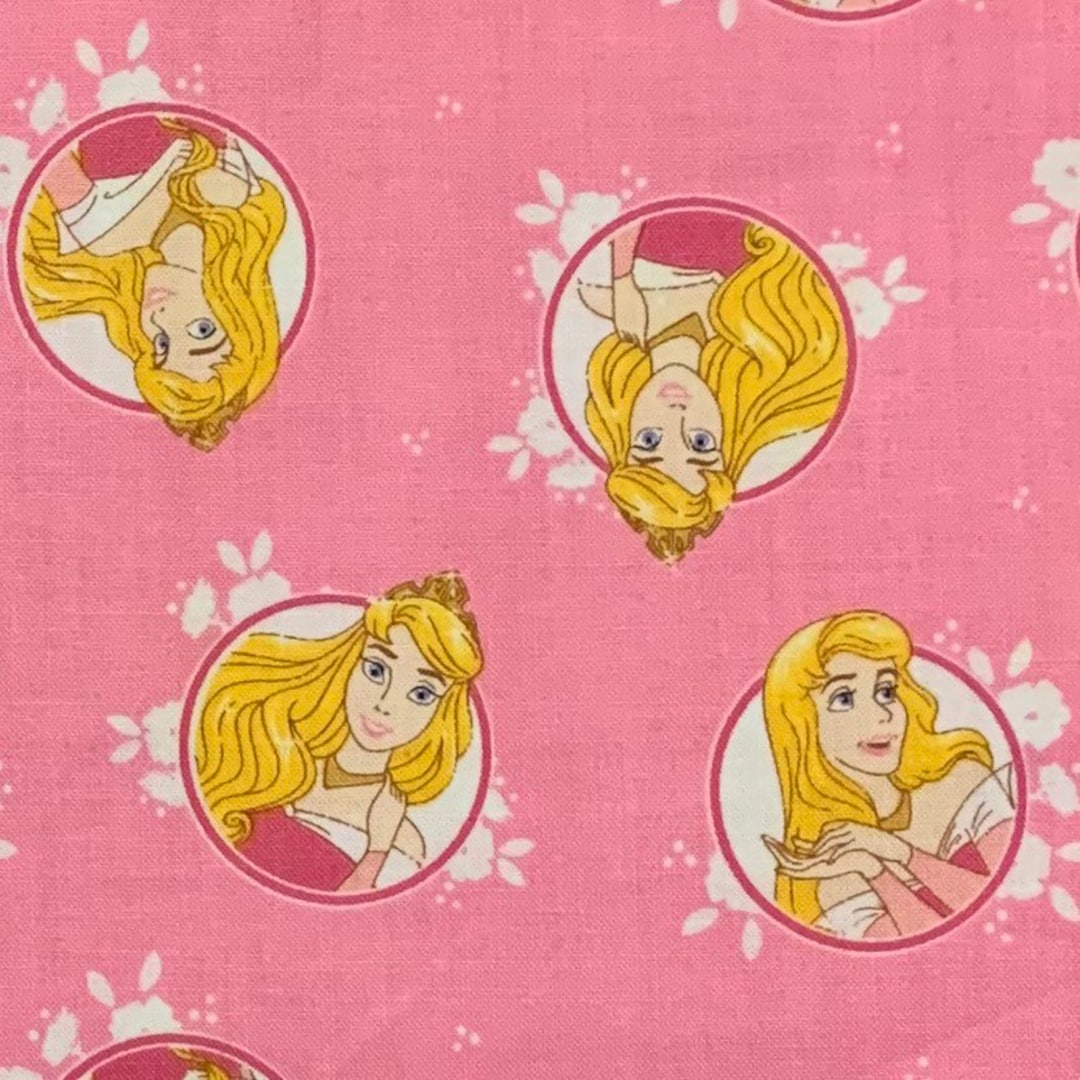100% Cotton Disney Princess Aurora Fabric, Sleeping Beauty, Pink and ...