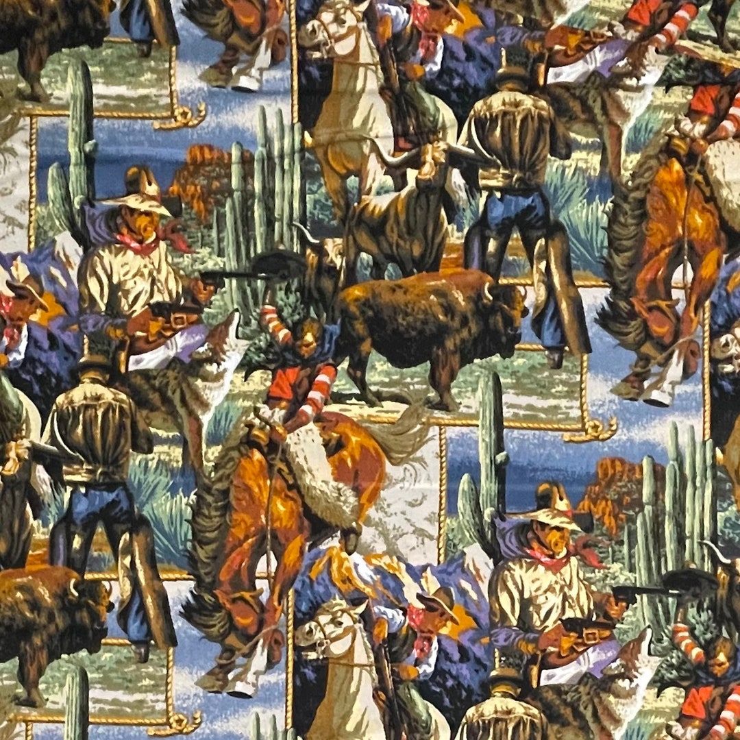 Wild West Cowboy Cotton Fabric - Etsy