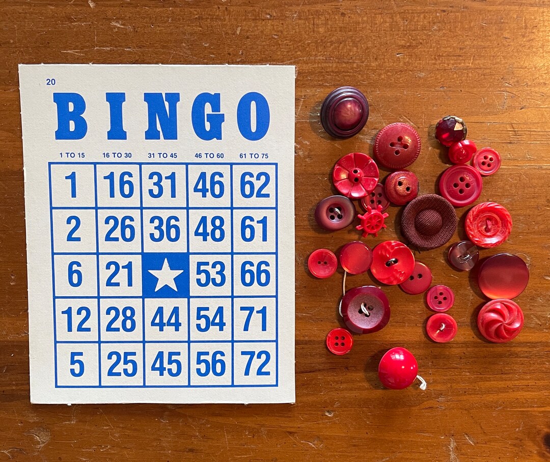 Vintage Bingo Cards With 25 Loose Buttons in Your Color Choice, Junk ...