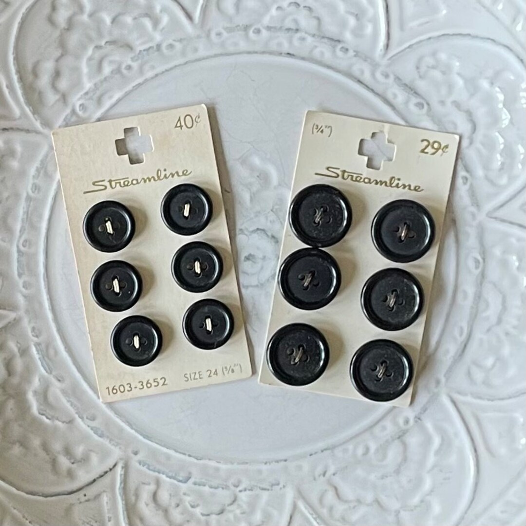 Vintage Black Buttons on Original Card, Streamline Buttons - Etsy