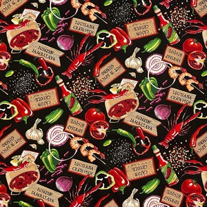 Cajun Gumbo, Jambalaya, Crawfish Cotton Fabric, Alexander Henry - Etsy