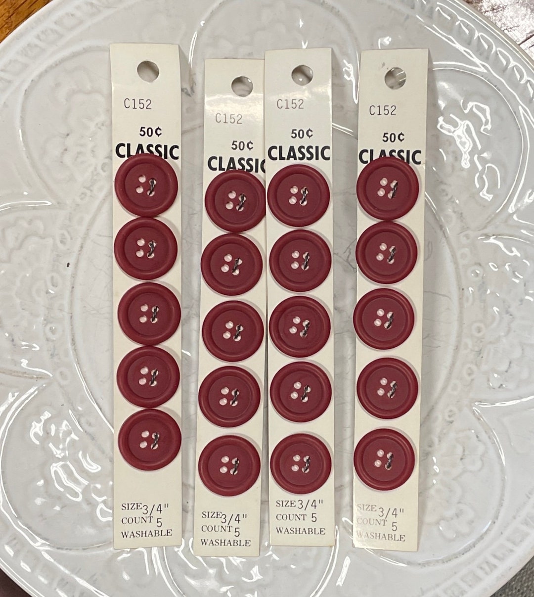Vintage Red Buttons on Three Original Cards - Etsy