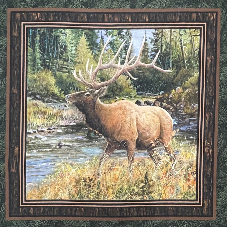 100% Cotton Summer Wildlife Cotton Fabric, Digital Print, Elk ...