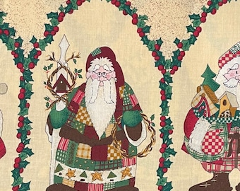 100% Cotton Christmastime is Here Fabric Panel, Santa Claus, Friends ...