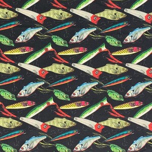 100% Cotton Fishing Lures Fabric, Digital Print - Etsy