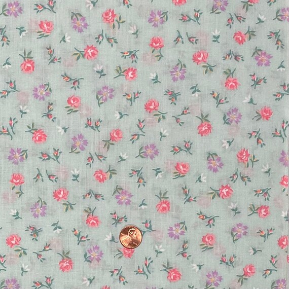 Fabric Craft Supplies & Tools Floral Mint Green Calico Fabric By The ...