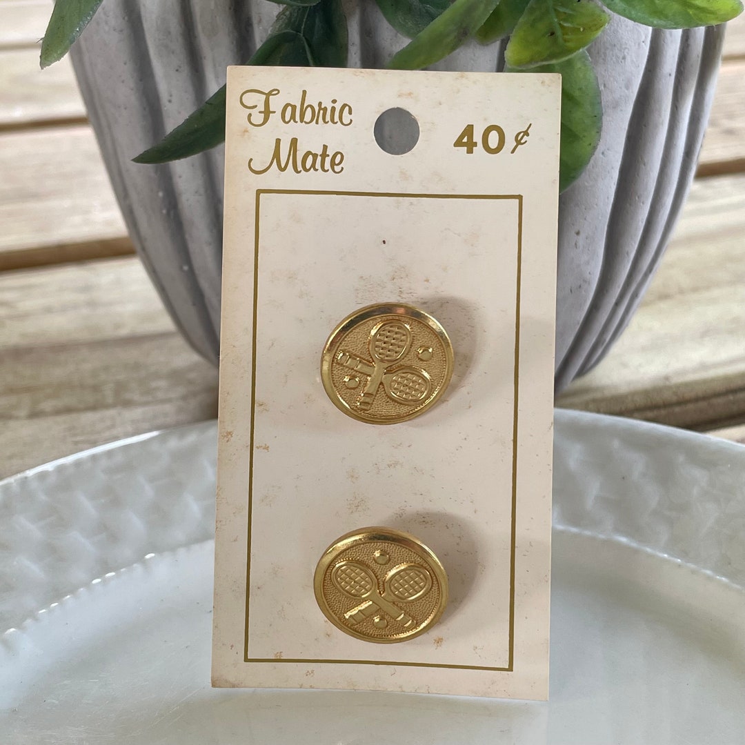 Vintage Tennis Gold Metal Buttons on Original Card, Fabric Mate - Etsy