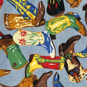 100% Cotton Cowboy Boot Fabric by the Yard, Cowgirl, Ranch, Farm, Rodeo ...