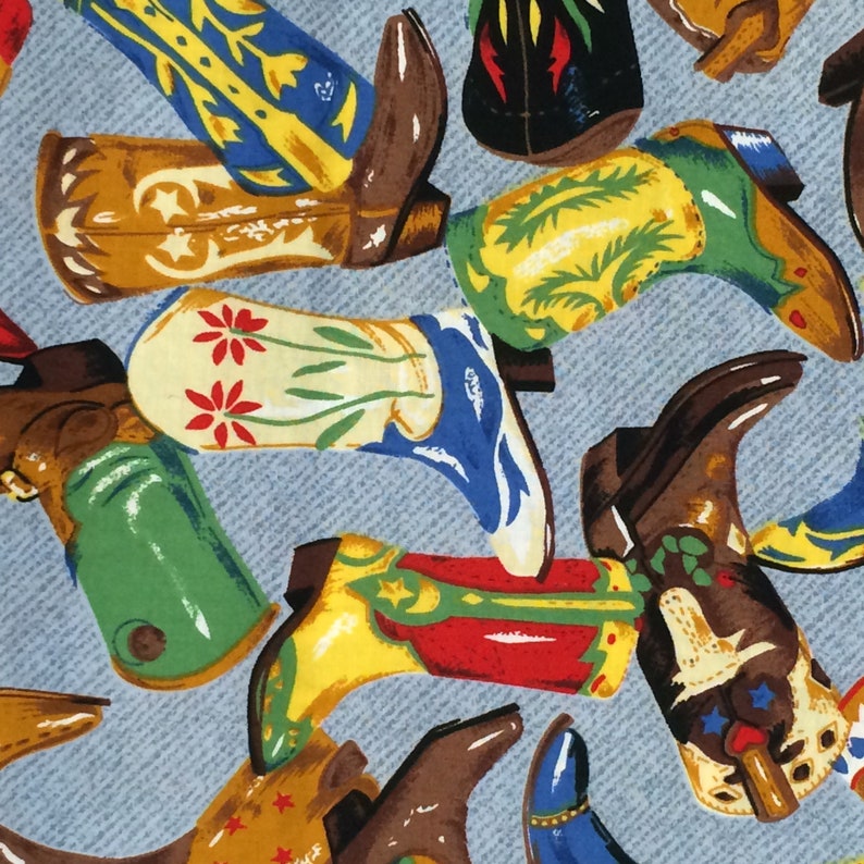 100% Cotton Cowboy Boot Fabric by the Yard Cowgirl Ranch - Etsy