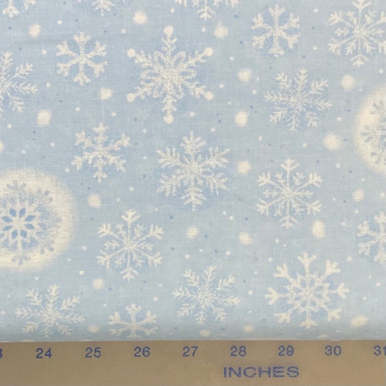 100% Cotton Blue and White Snowflake Winter Fabric - Etsy