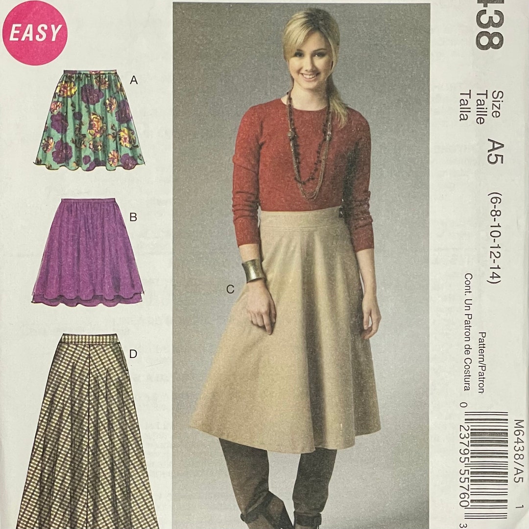 Mccalls 6438 Skirt Sewing Pattern, Fitted Waist, Sizes 6-20, UNCUT - Etsy