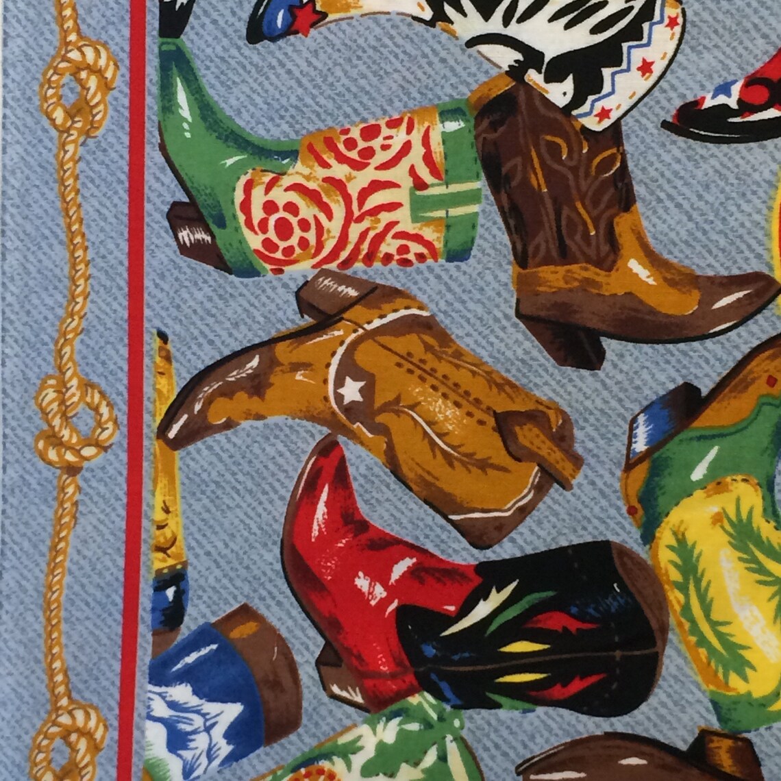 100% Cotton Cowboy Boot Fabric by the Yard Cowgirl Ranch - Etsy