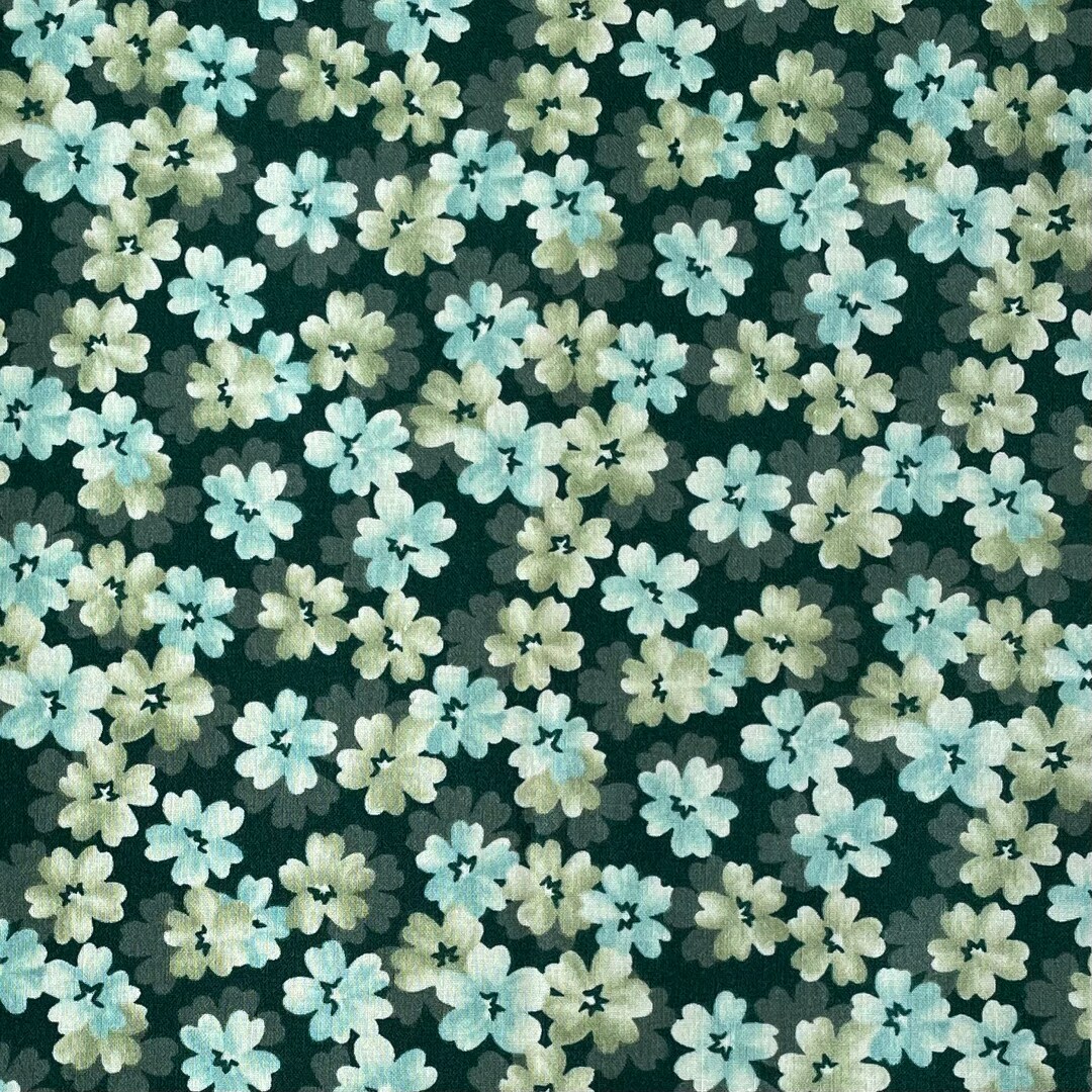 Green Calico Cotton Fabric, Floral, Clothworks - Etsy