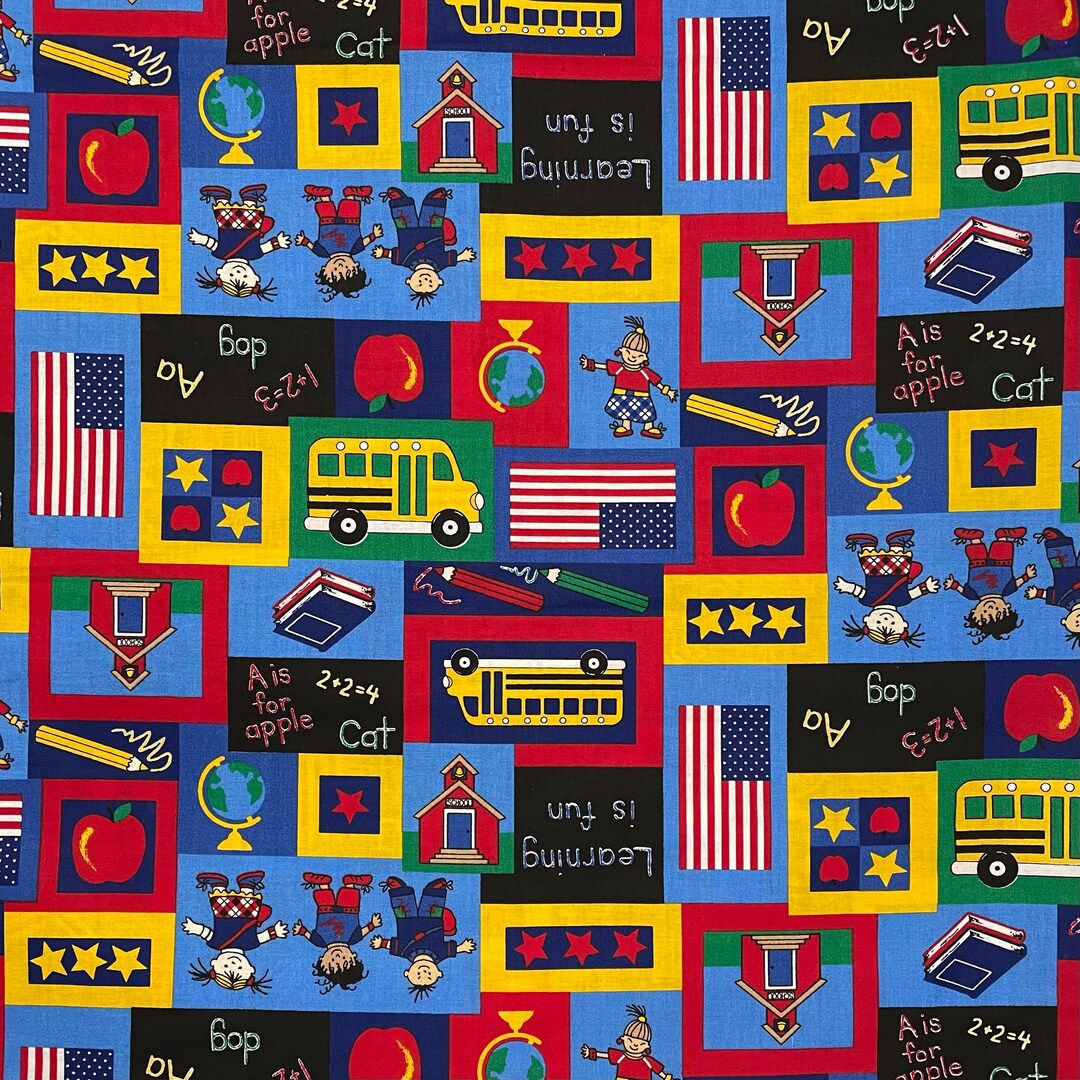 School Supply Cotton Fabric, Teacher, Day Care, Play School, Kids ...