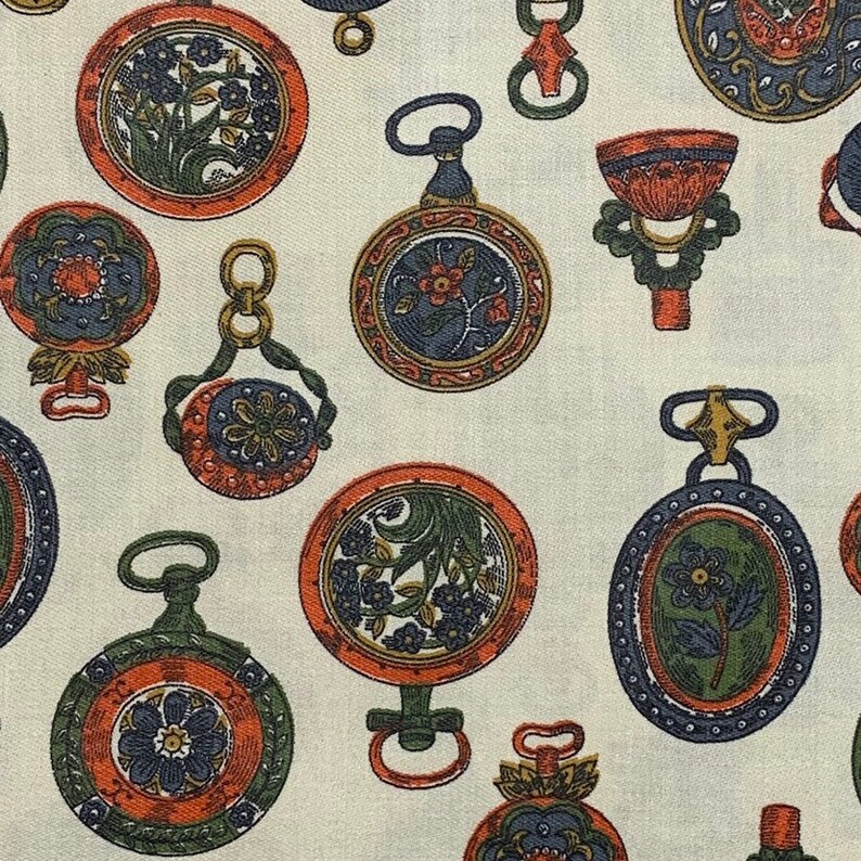 Vintage Pocket Watch Fabric, Fashion Theme Fabric, Clock, Jewelry, Time ...