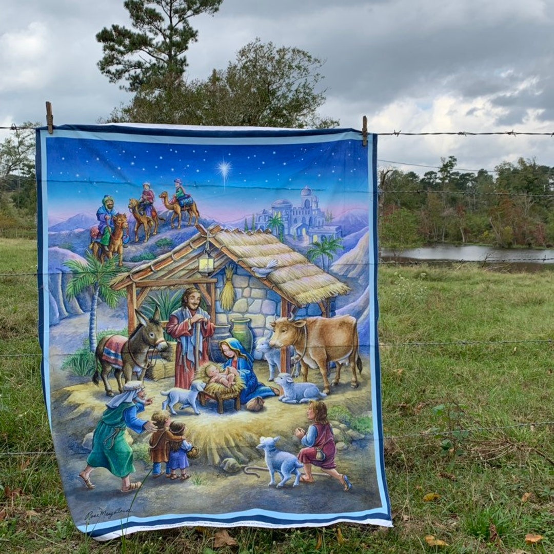 100% Cotton Nativity Scene Christmas Fabric,digital Print - Etsy