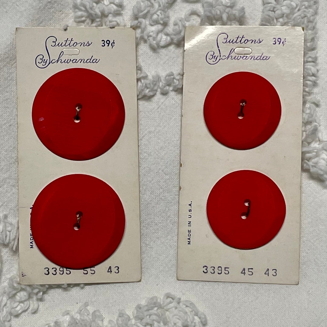 Vintage Red Buttons on Original Card, Buttons by Schwanda, Made in USA ...
