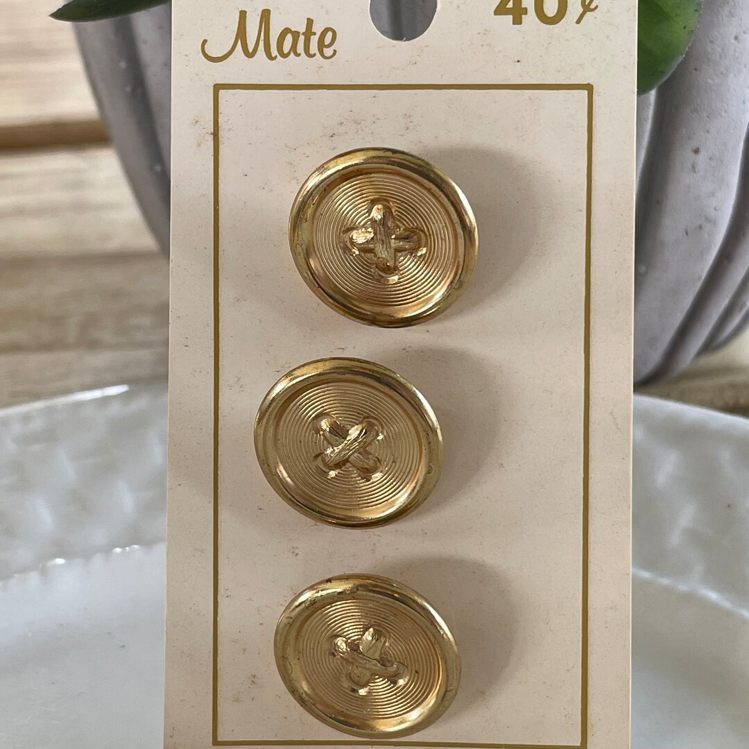 Vintage Gold Metal Buttons on Original Card, Fabric Mate - Etsy