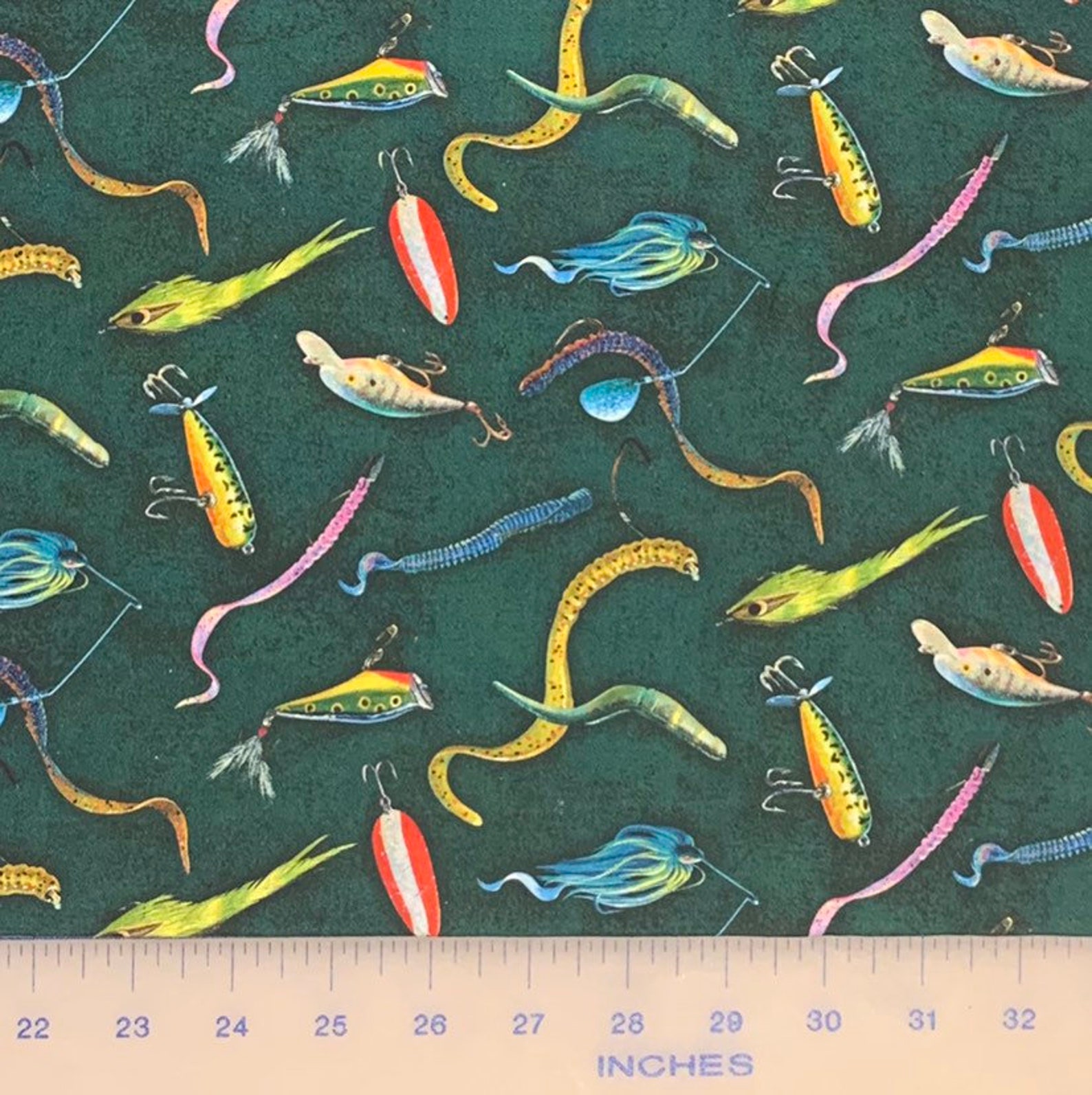 100% Cotton Fishing Lures Fabric, Digital Print - Etsy