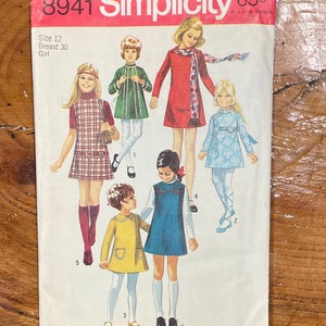 Vintage Girls Jumper and Dress Pattern, Simplicity 8941, UNCUT - Etsy
