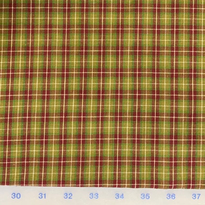 100% Cotton Homespun Olive Green and Burgundy Plaid Fabric | Etsy