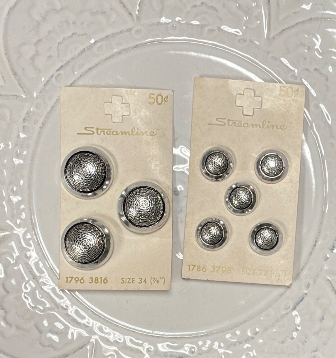 Vintage Silver Metal Buttons on Original Card, Streamline, Japan - Etsy